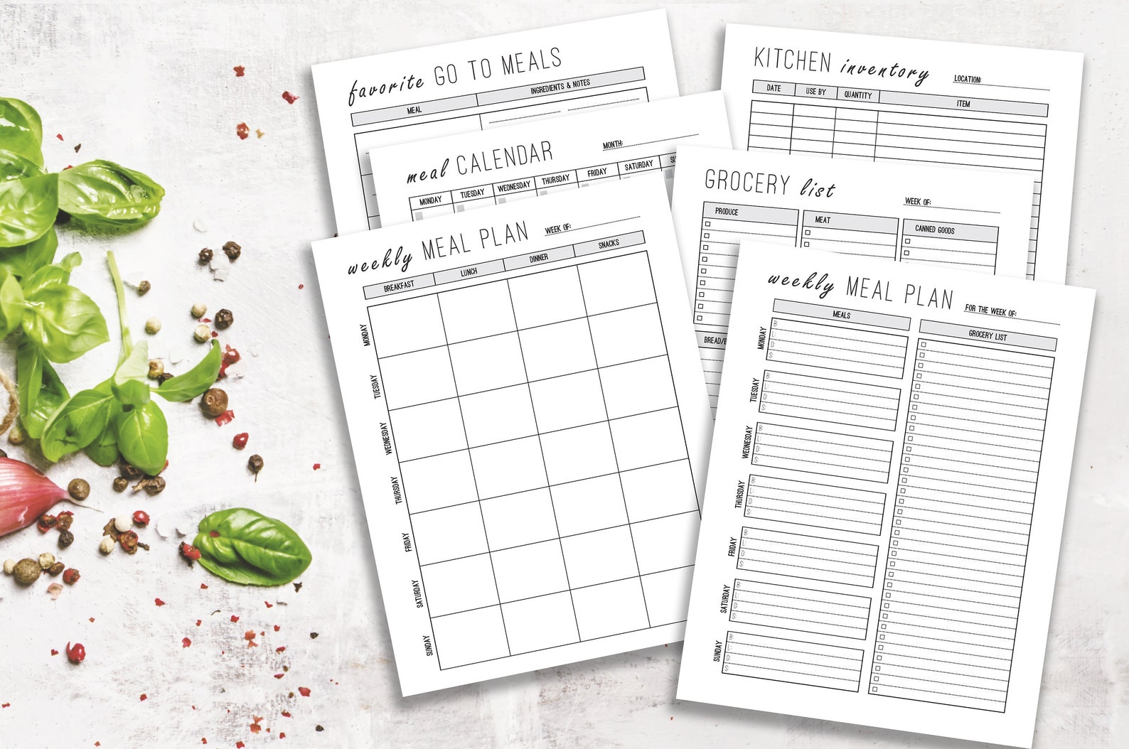 Weekly Meal Planner & Grocery List Printable PDF | Meal Prep | Menu ...