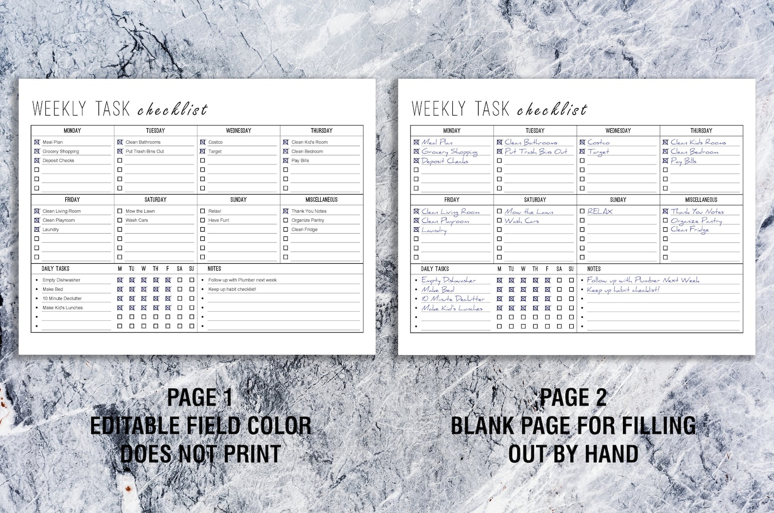 Weekly Task Checklist Printable EDITABLE Letter & A4, Task Planner ...