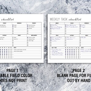 Weekly Task Checklist Printable EDITABLE Letter & A4, Task Planner ...