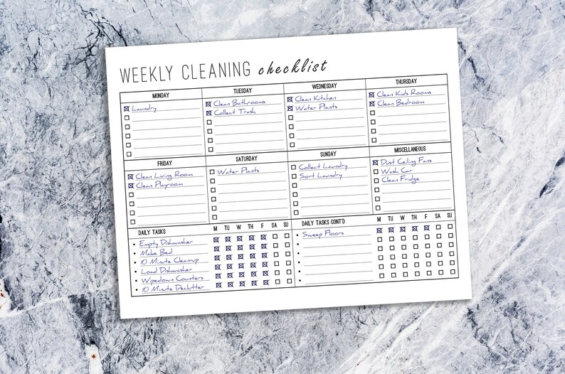 Weekly Cleaning Checklist EDITABLE Printable Letter & A4, Weekly ...