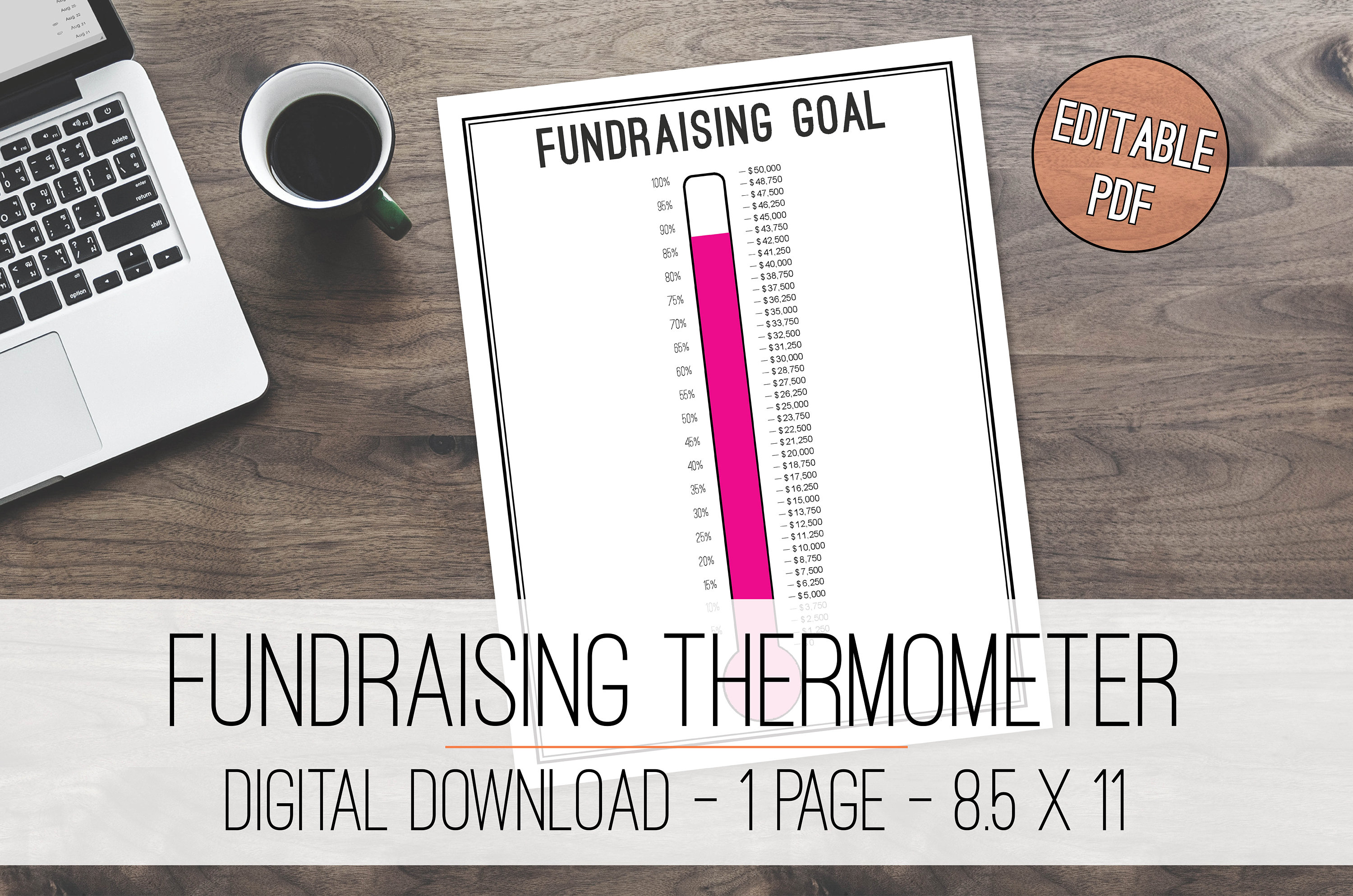 Fundraising Goal Tracker Printable, Fundraising Tracker, Donation ...