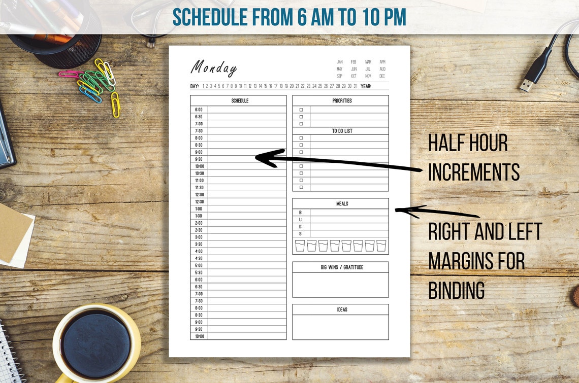 Daily Planner Printable, Hourly Planner, Day Planner, Goal Planner ...