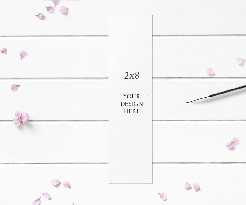 2x8 Bookmark Mockup Styled With Textured Paper and Pink - Etsy