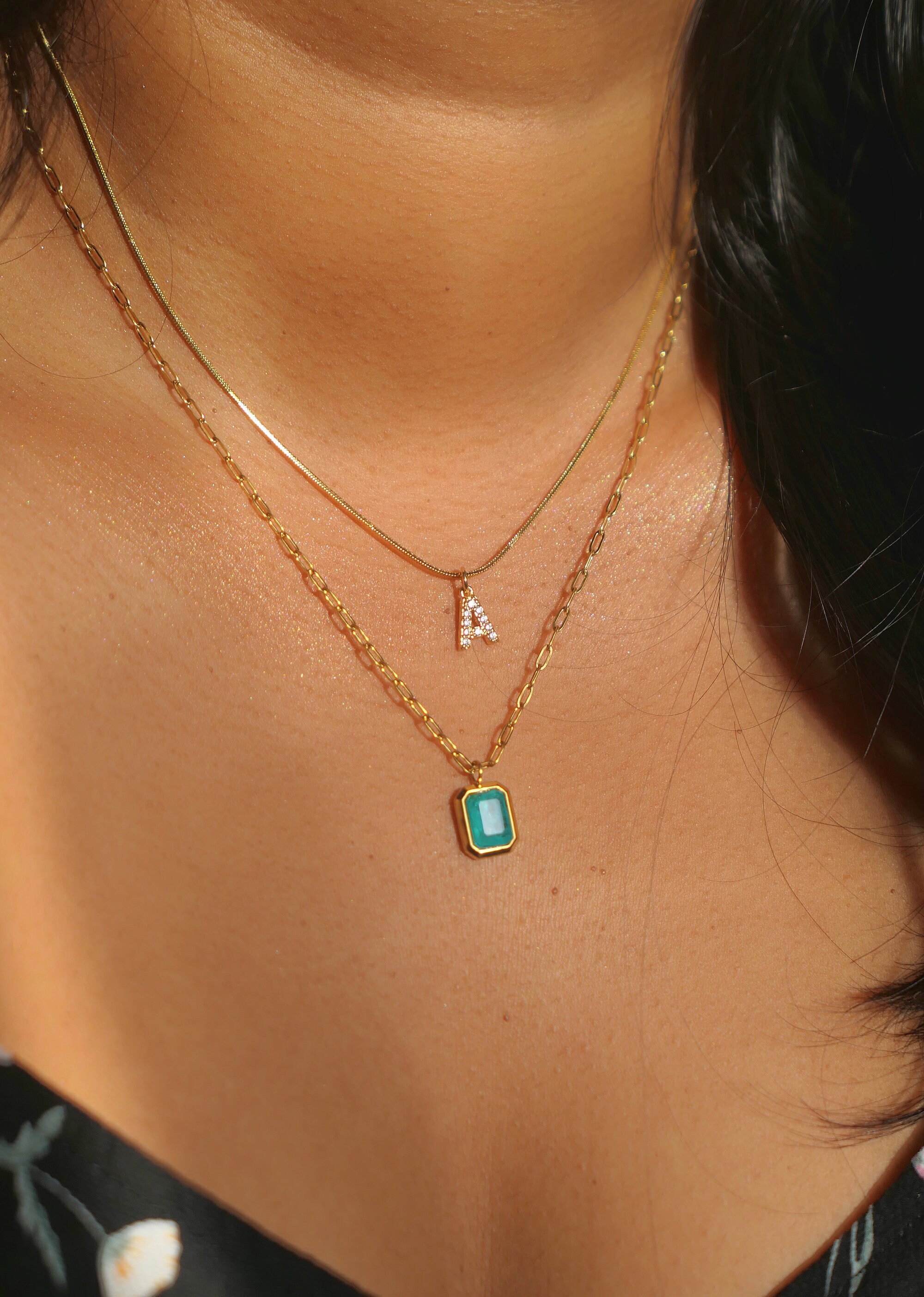 Waterproof Initial Necklace Gold Custom Initial Necklace - Etsy UK