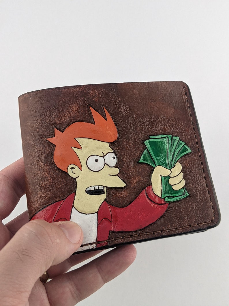 Philip J. Fry Wallet 3D Genuine Leather Wallet Hand Carved - Etsy