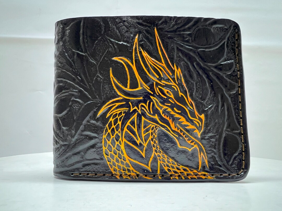 Dragon Wallet 3D Genuine Leather Wallet Hand Carved Leather - Etsy