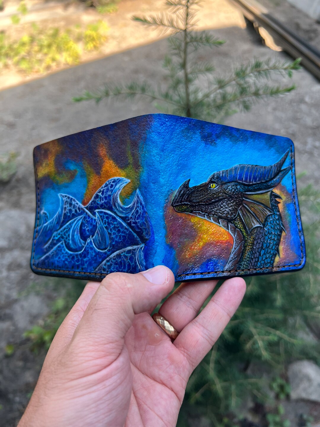 Water Dragon Wallet, Dragon Wallet, 3D Genuine Leather Wallet, Hand ...
