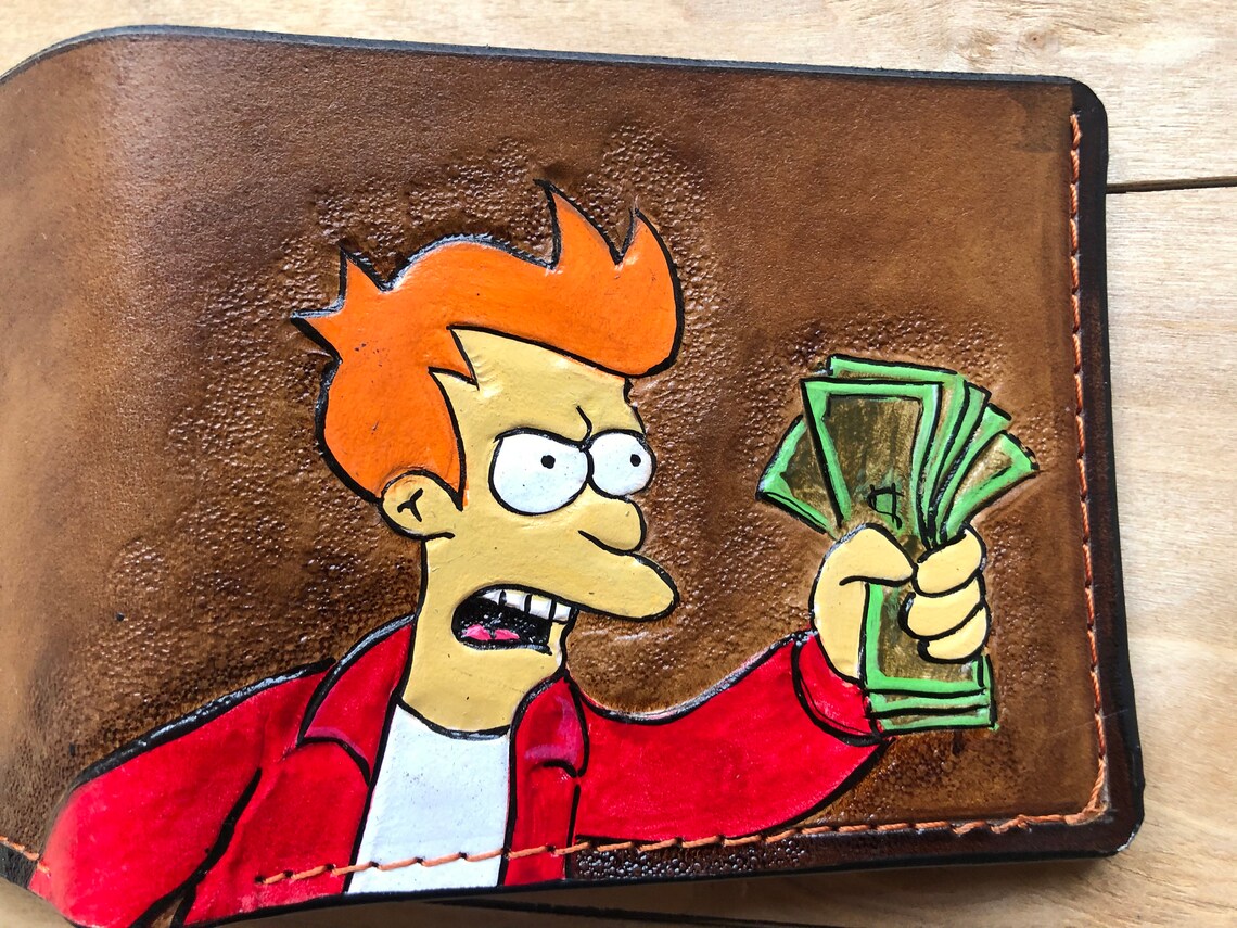 Philip J. Fry Wallet 3D Genuine Leather Wallet Hand Carved | Etsy