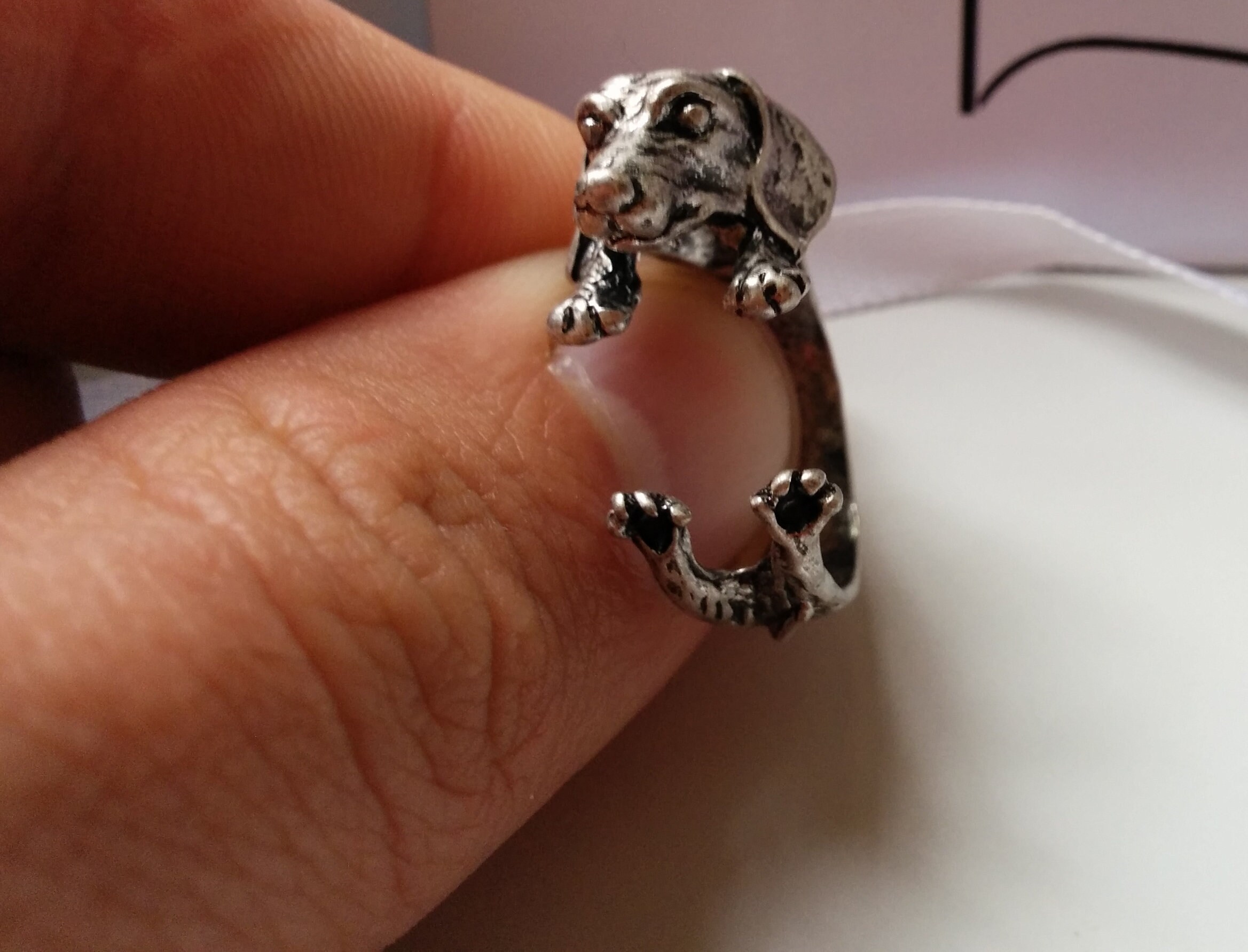 Silver Dog Ring Dog Jewelry Adjustable Dog Ring Animal Dog | Etsy