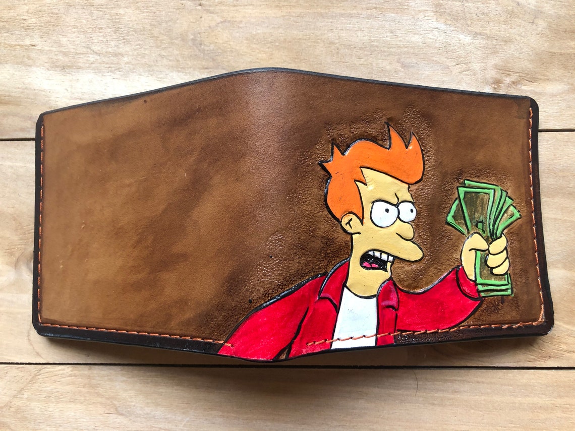 Philip J. Fry Wallet 3D Genuine Leather Wallet Hand Carved | Etsy