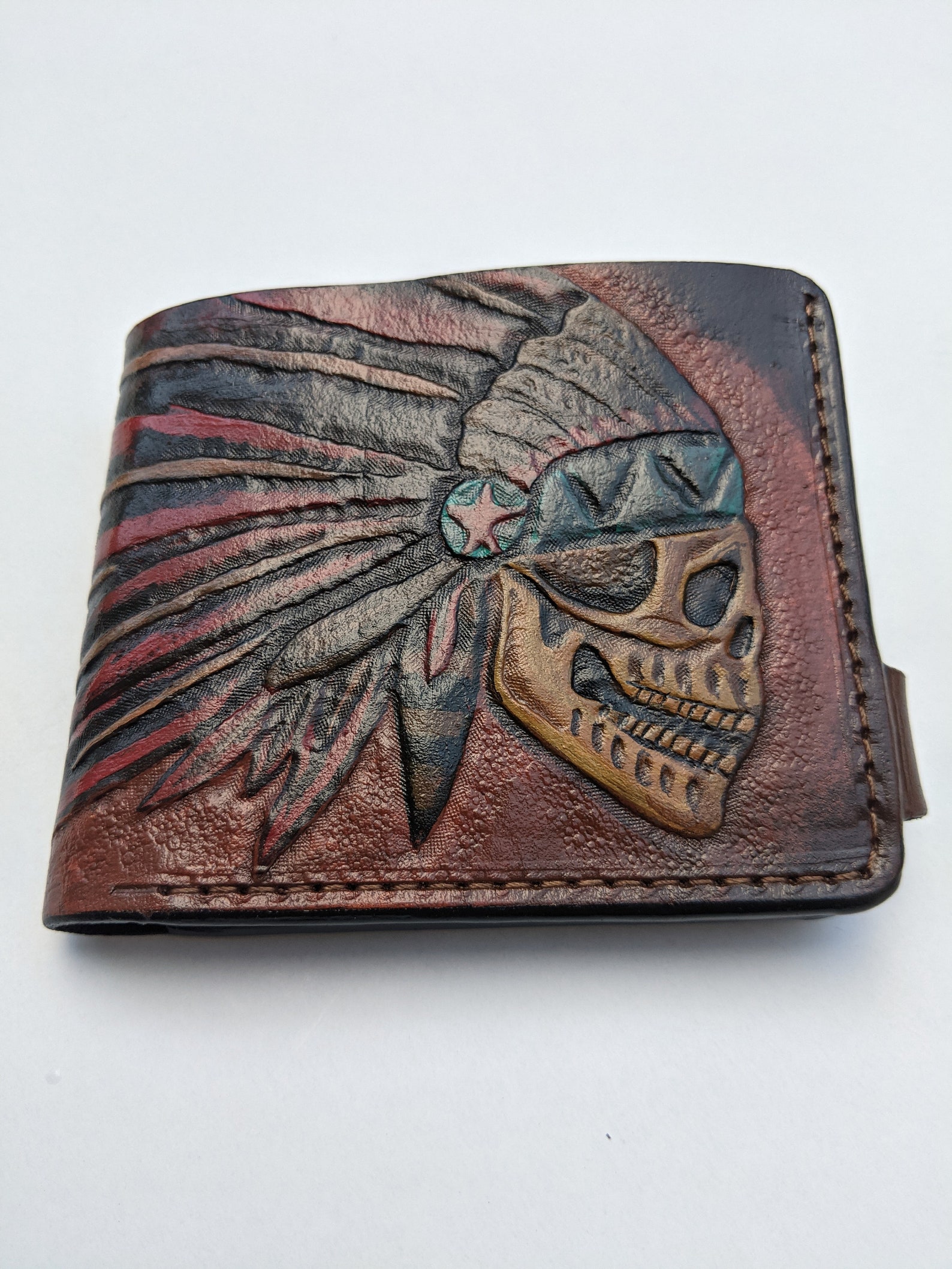 Indian Skull Red Man Native American Skull Wallet 3D - Etsy