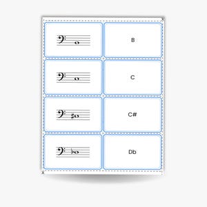 Bass Clef Notes Flashcards 57 Printable Music Theory Cards Learn Staff ...