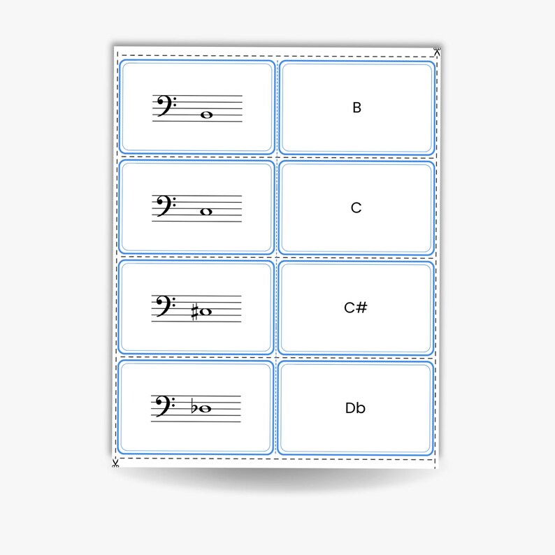 Bass Clef Notes Flashcards 57 Printable Music Theory Cards Learn Staff ...