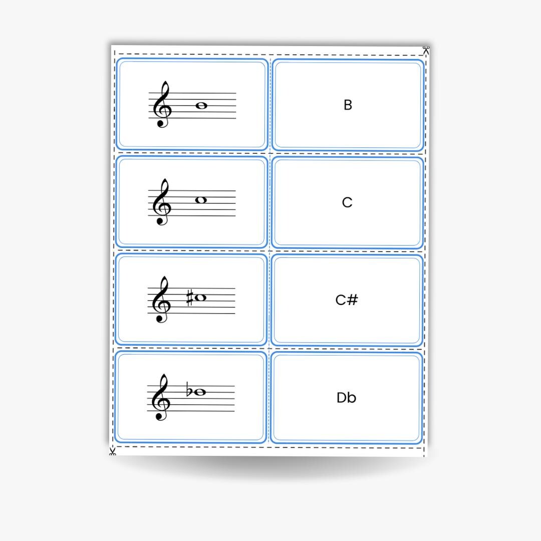 Treble Clef Notes Flashcards 55 Printable Music Theory Cards Learn ...