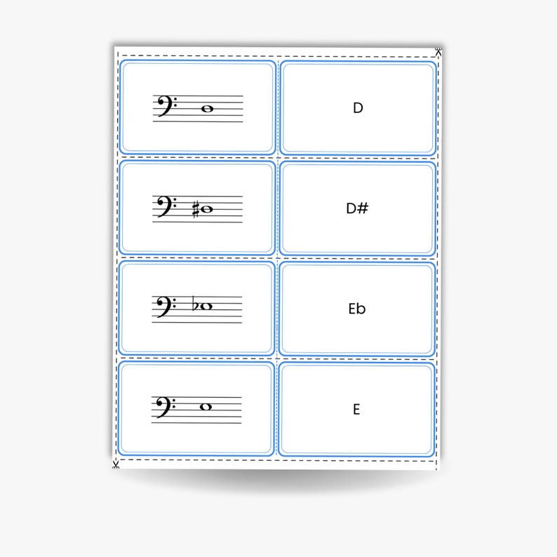 Bass Clef Notes Flashcards 57 Printable Music Theory Cards Learn Staff ...