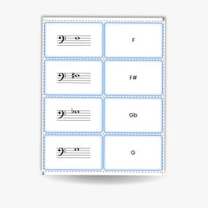 Bass Clef Notes Flashcards 57 Printable Music Theory Cards Learn Staff ...