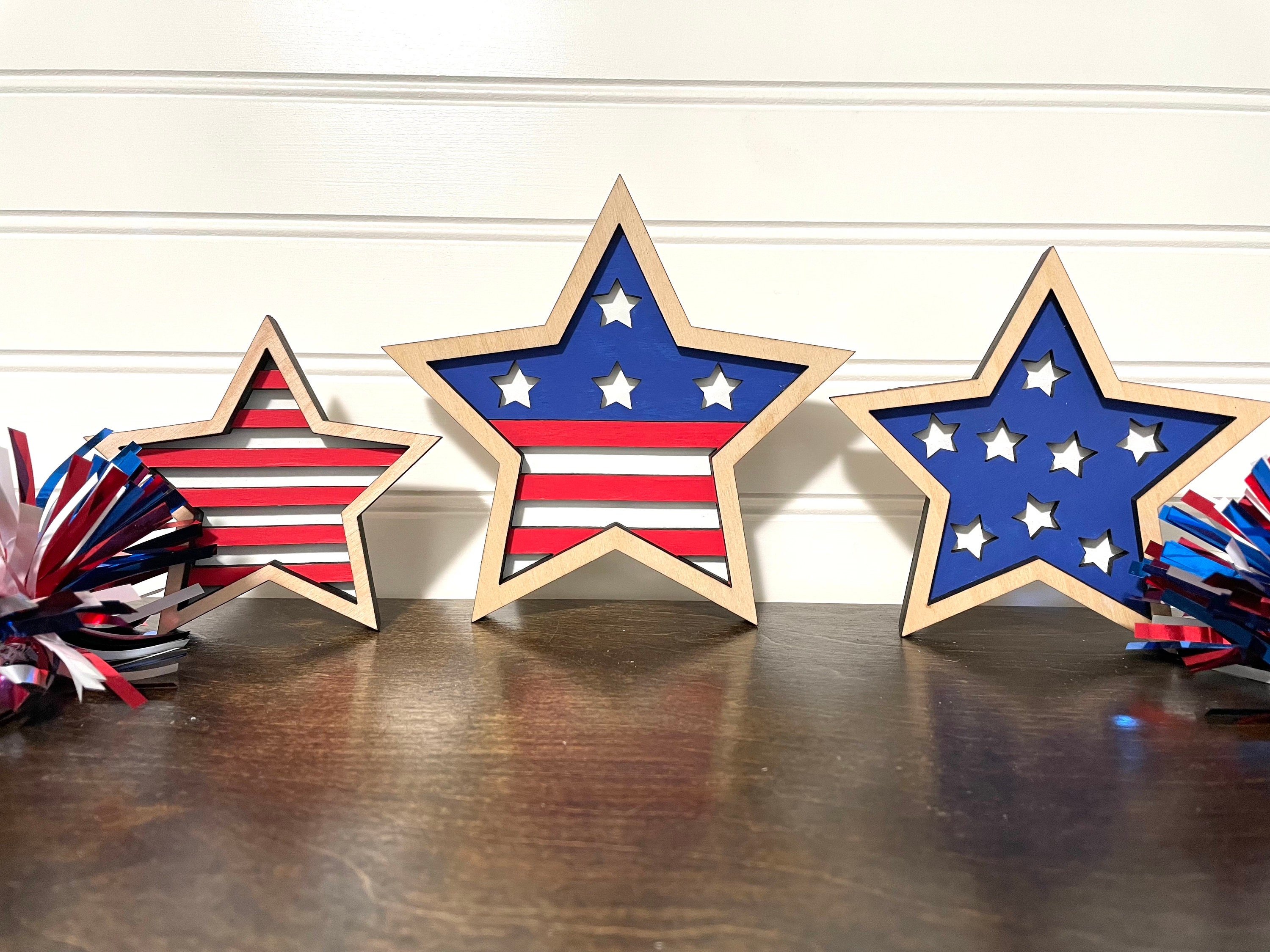 Large Stars and Stripes Shelf Sitters - Etsy