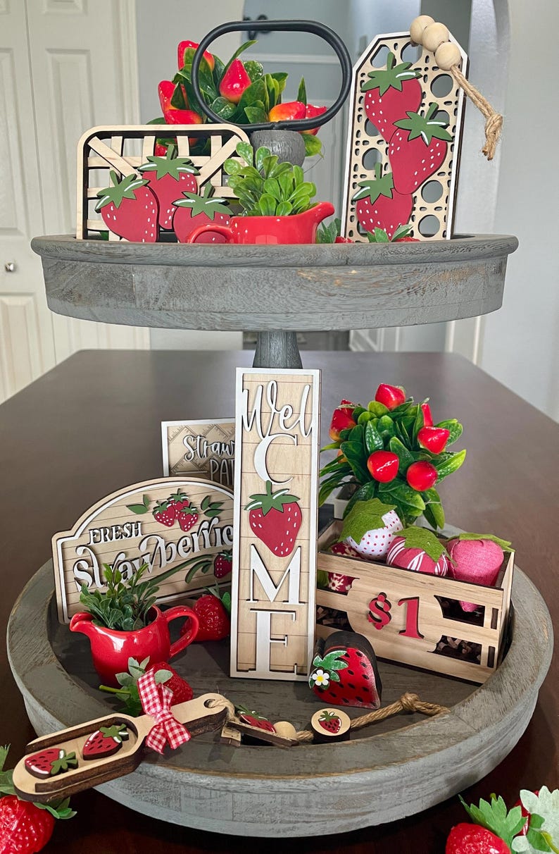 Strawberry Tier Tray Bundle - Etsy