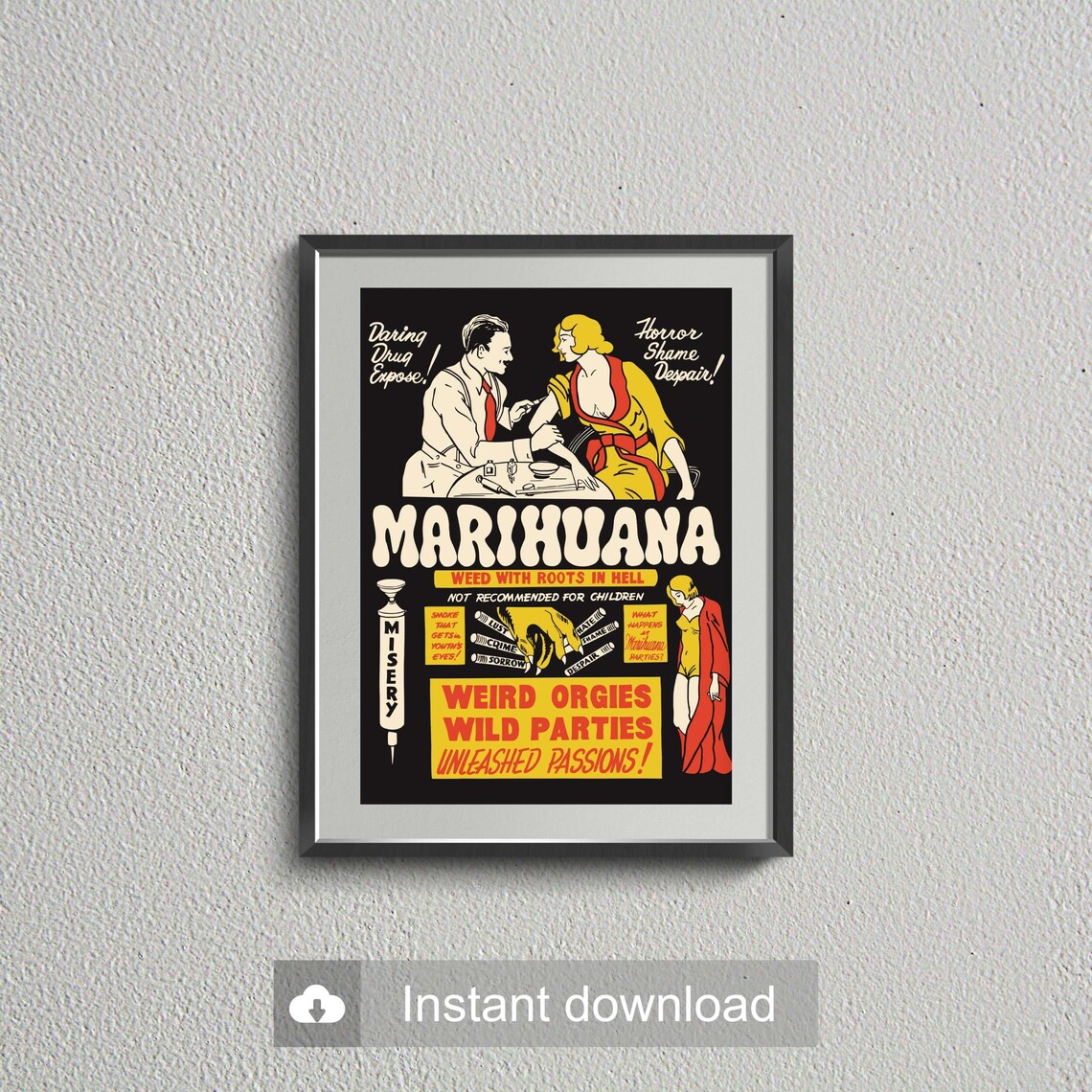 Vintage Anti-marijuana Poster Art Retro Cannabis Propaganda Poster Digital Print Download - Etsy