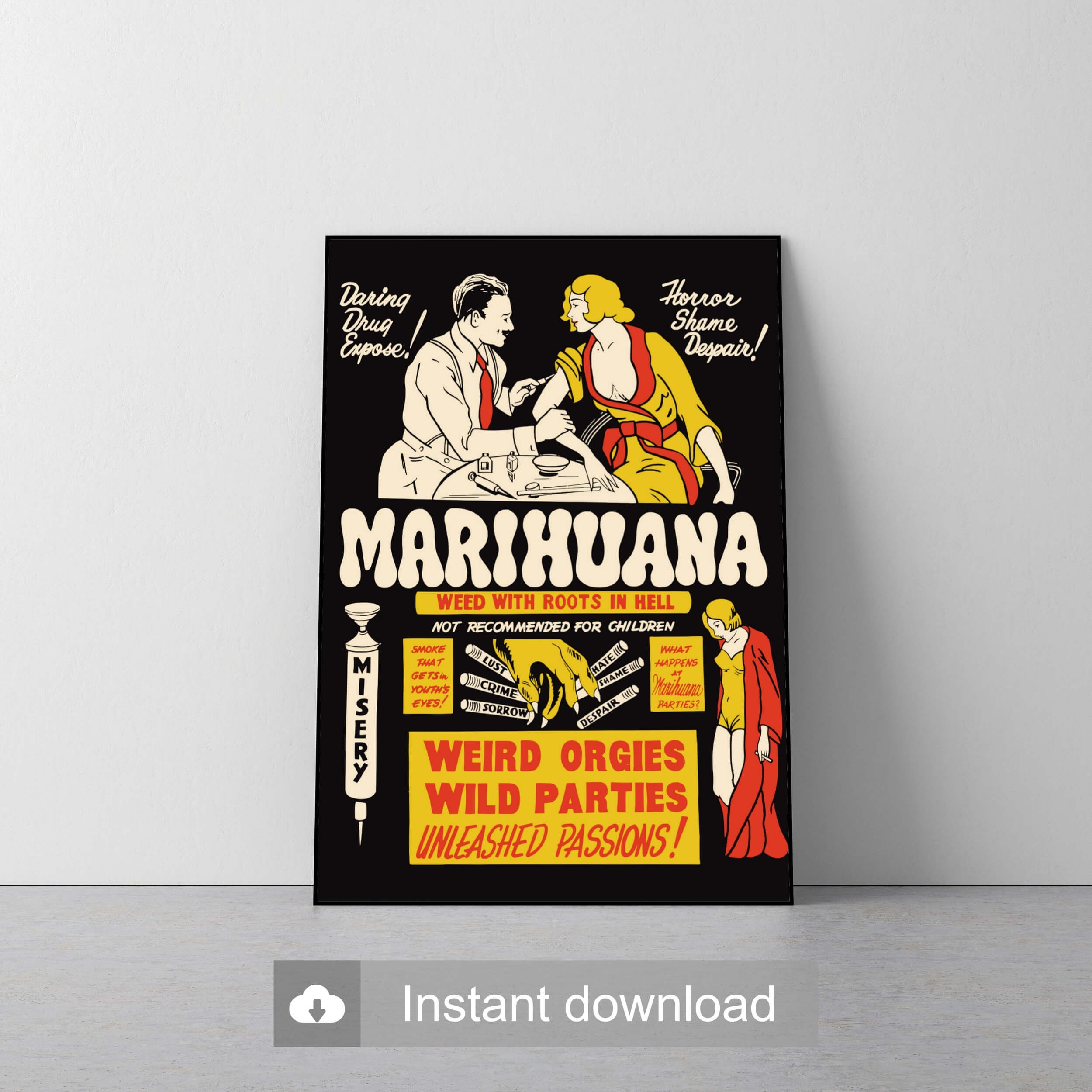 Vintage Anti-marijuana Poster Art Retro Cannabis Propaganda Poster Digital Print Download - Etsy