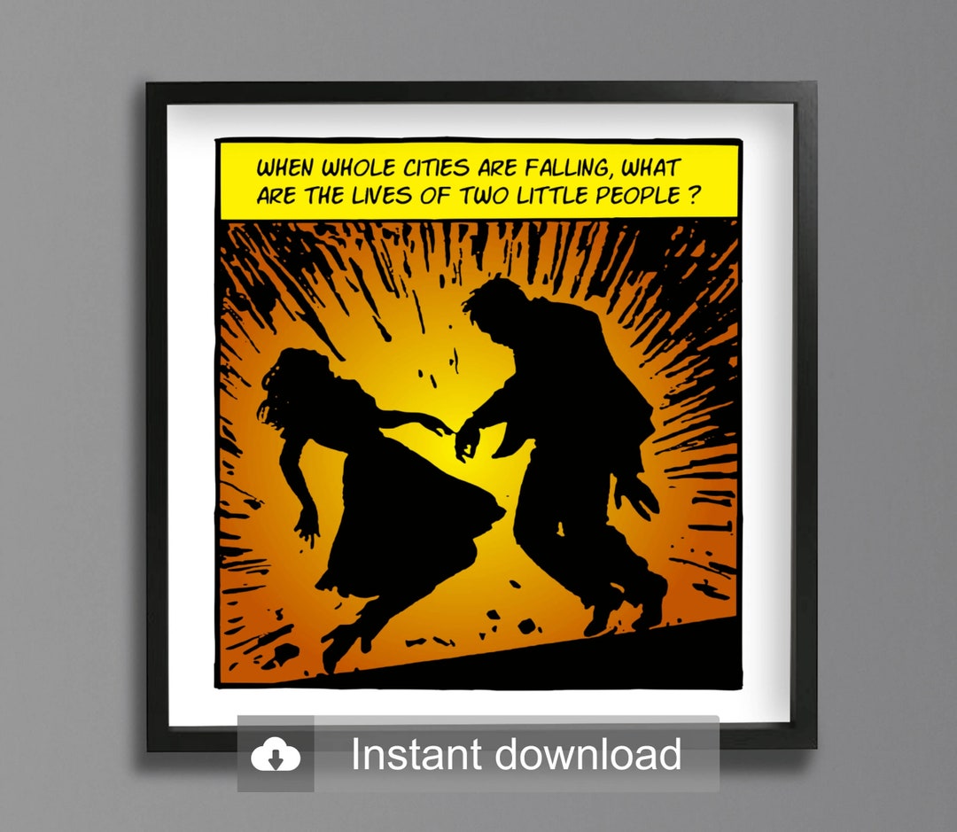 Customizable Pop Art | "falling Cities" Vintage Comics Digital Print ...