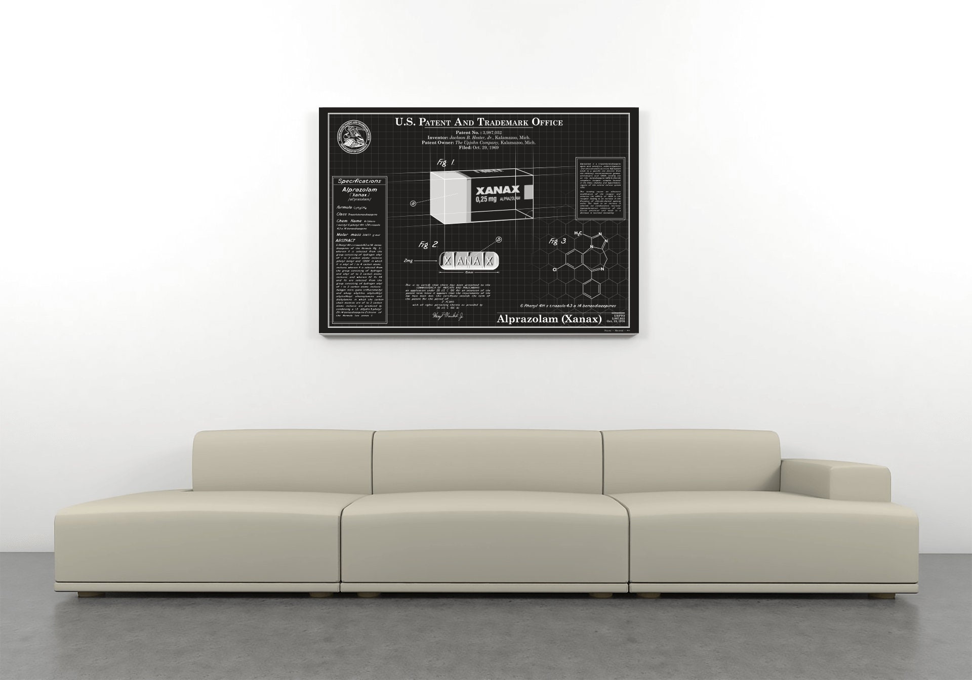 Xanax Patent Blueprint Art | Technical Drawing Digital Print (digital ...
