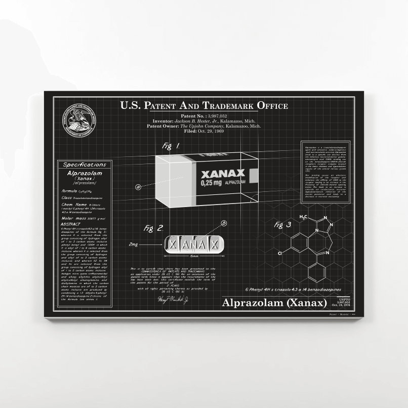 Xanax Patent Blueprint Art | Technical Drawing Digital Print (digital ...