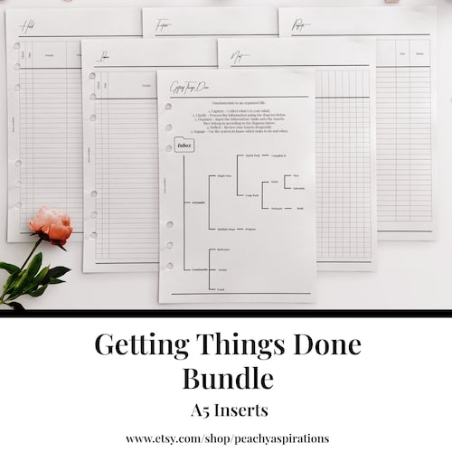 A5 Getting Things Done Printable Planner Inserts GTD Method - Etsy Canada