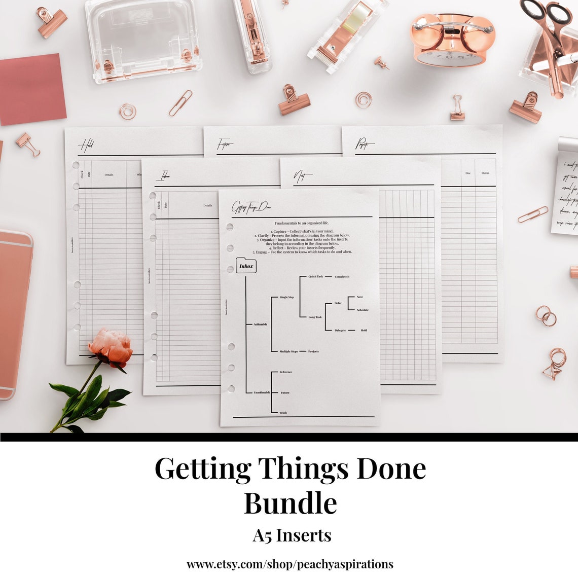 Printable GTD Bundle Getting Things Done A5 Printable - Etsy