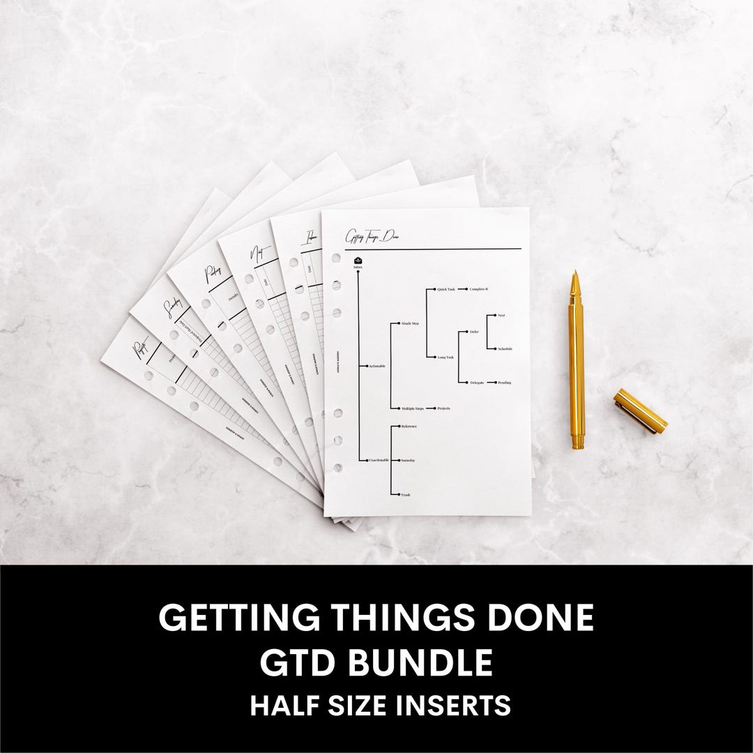 Getting Things Done GTD Bundle Half Letter Size Printable Planner PDF ...