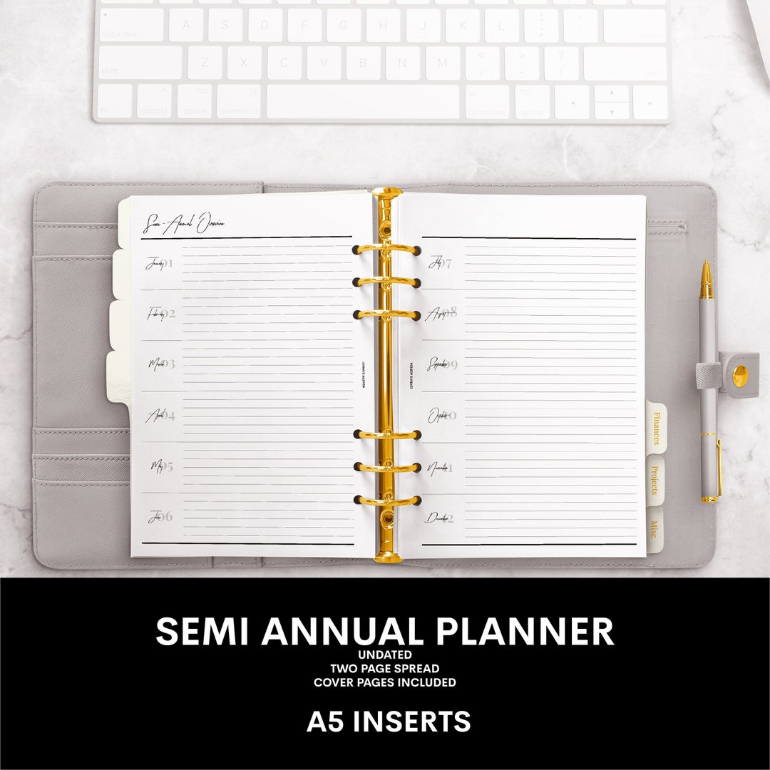 Semi Annual Planner A5 Planner Inserts Bi Yearly Planner Undated ...