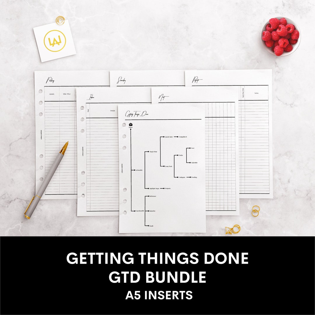 Printable GTD Bundle, Getting Things Done, A5 Printable Planner PDF ...