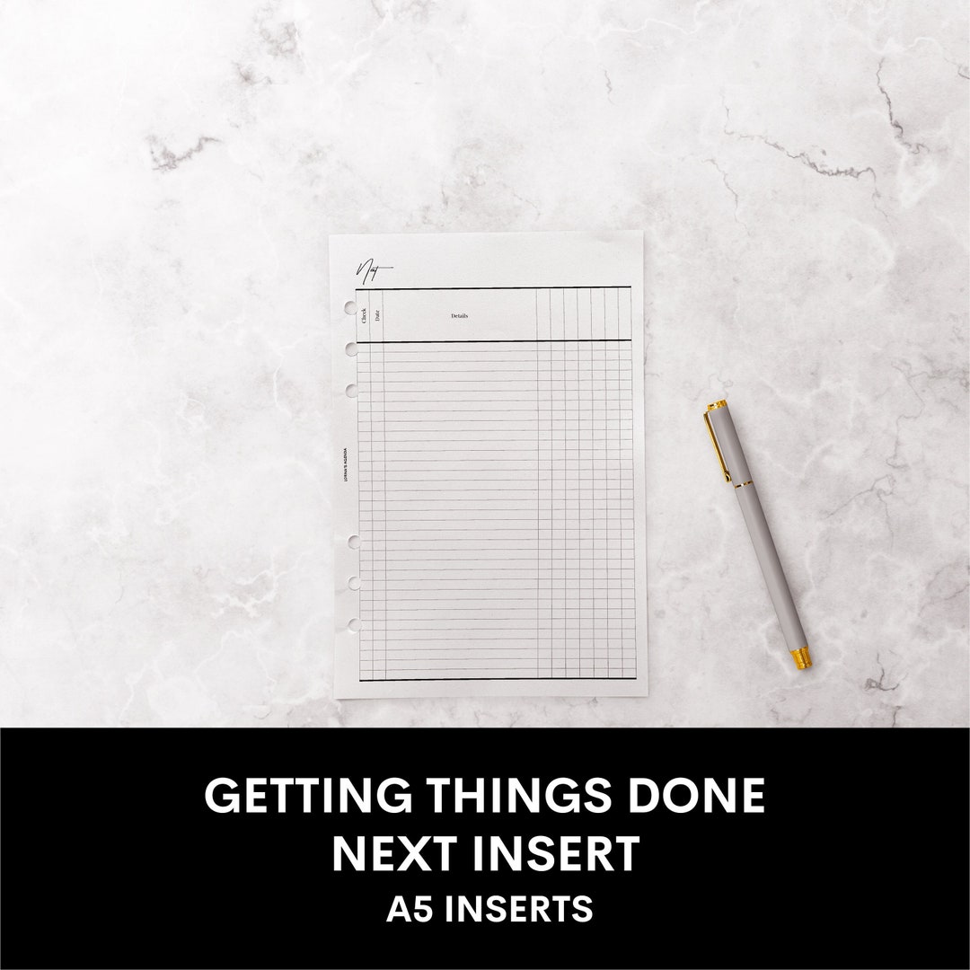 Getting Things Done GTD Next Steps Printable Planner Insert A5 PDF GTD ...