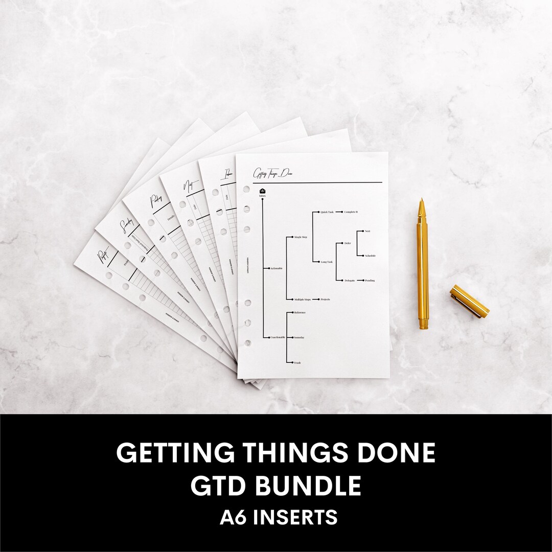 Getting Things Done GTD Bundle A6 Planner Inserts Printable Planner PDF ...