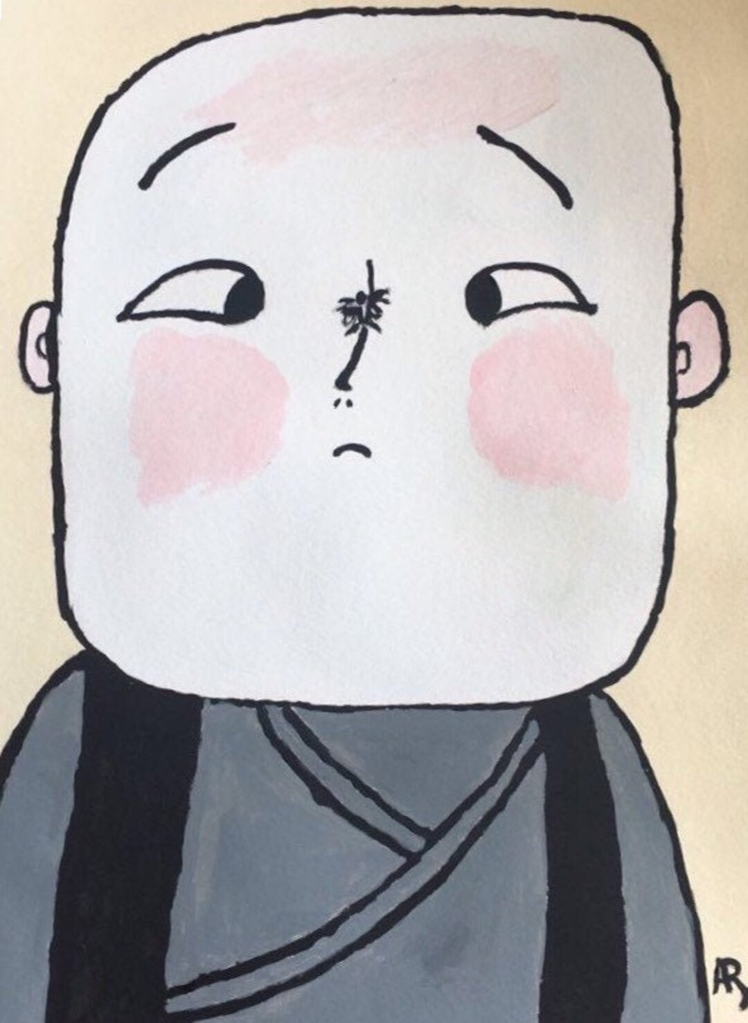 My Little Buddha, Cute Hand Painted Picture, Acrylics on Watercolor ...