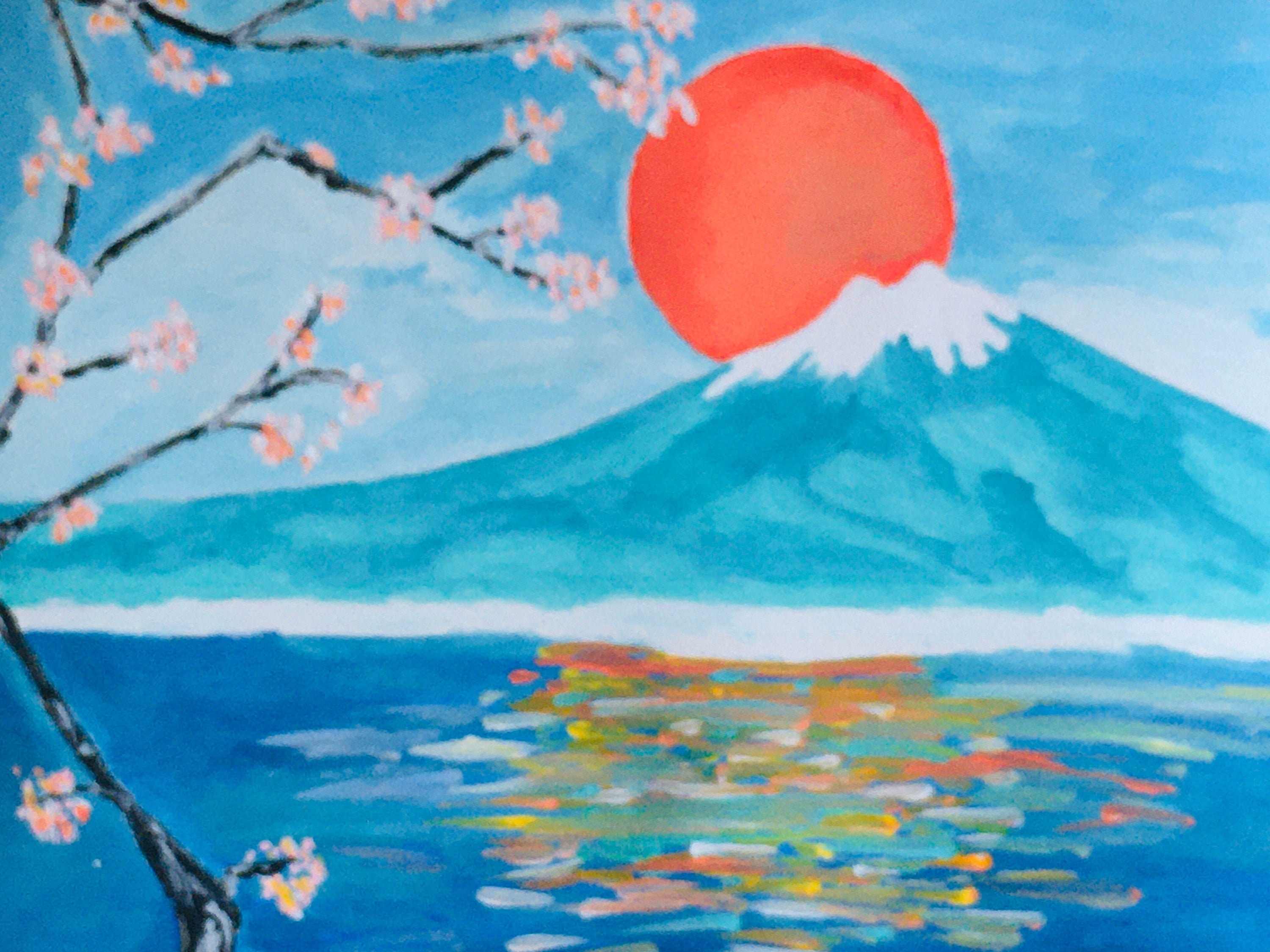 Mount Fuji, Japan, original, 11x15, hand painted in acrylics on ...