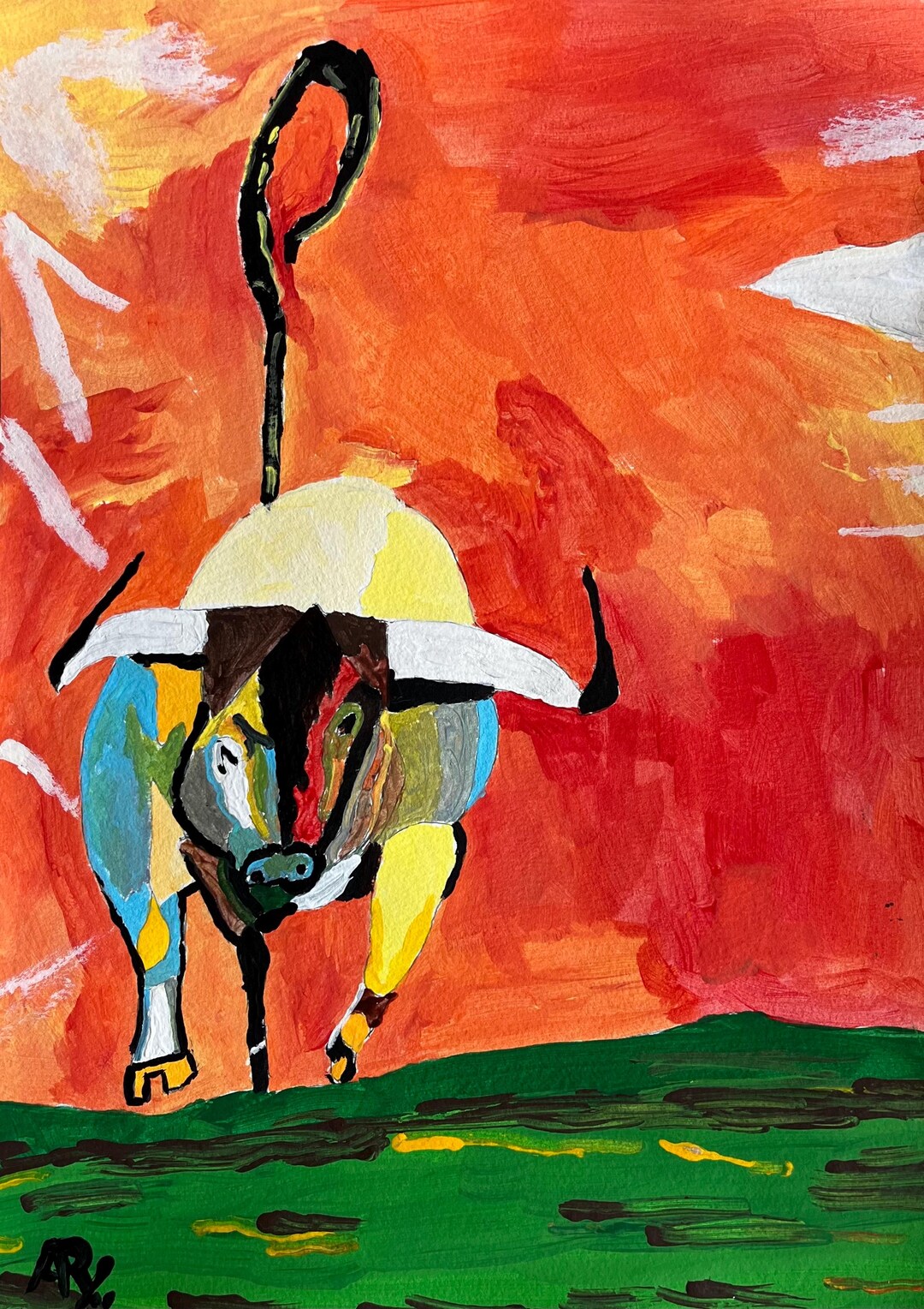 Original Hand Painted, Father Bull, 11x15, Acrylics on Watercolor Paper ...