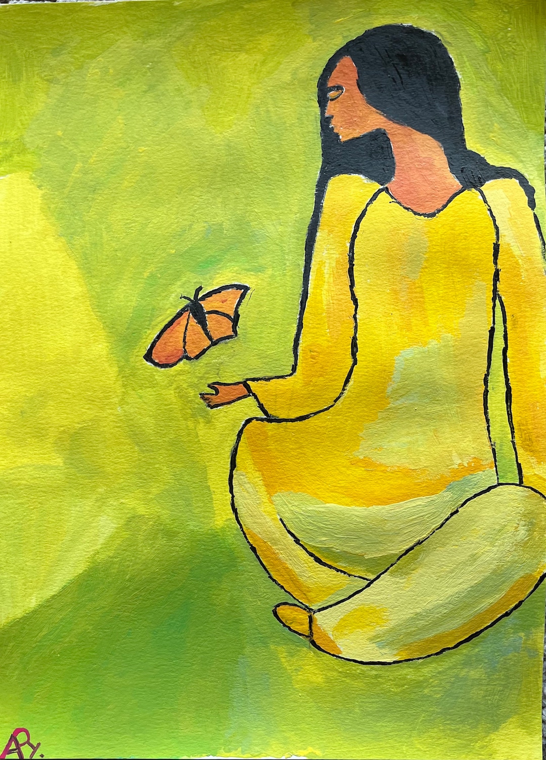 Butterfly, 11x15 Acrylics on Watercolor Paper, Hand Painted, Free Fedex ...