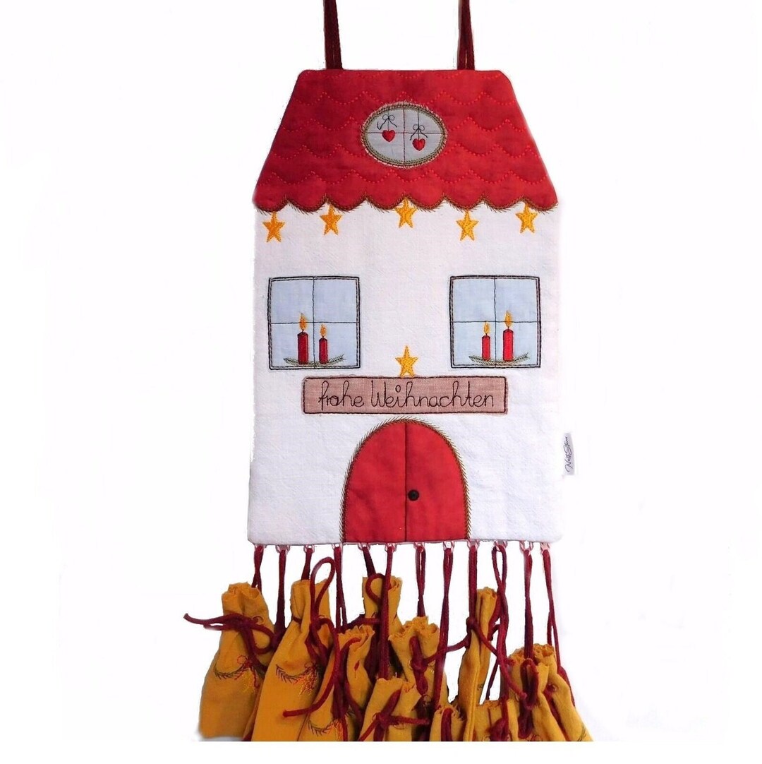 Advent Calendar 16 X 26 Cm, 6x10", House With Bags. Embroidery File ...