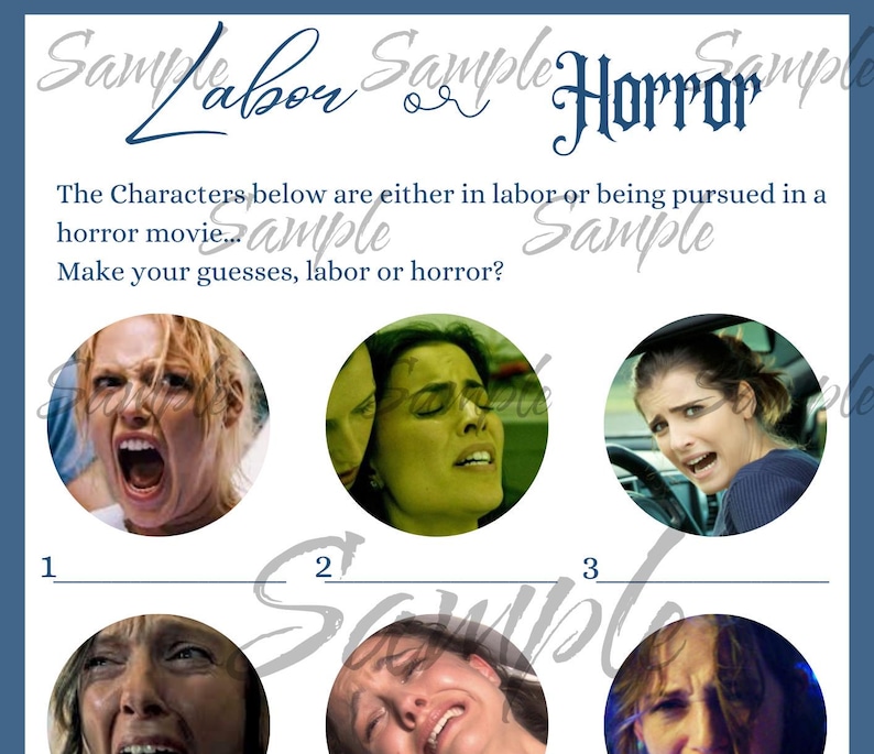 Labor or Horror - Baby Shower Game Digital Download - Etsy
