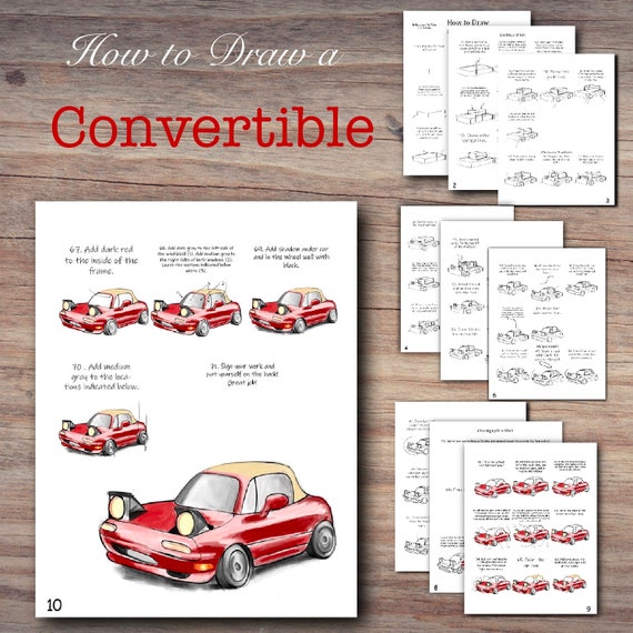 How to Draw a Convertible Guide | Etsy