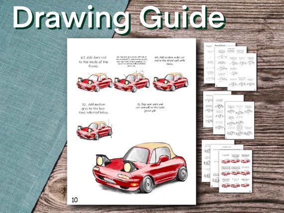 How to Draw a Convertible Guide - Etsy