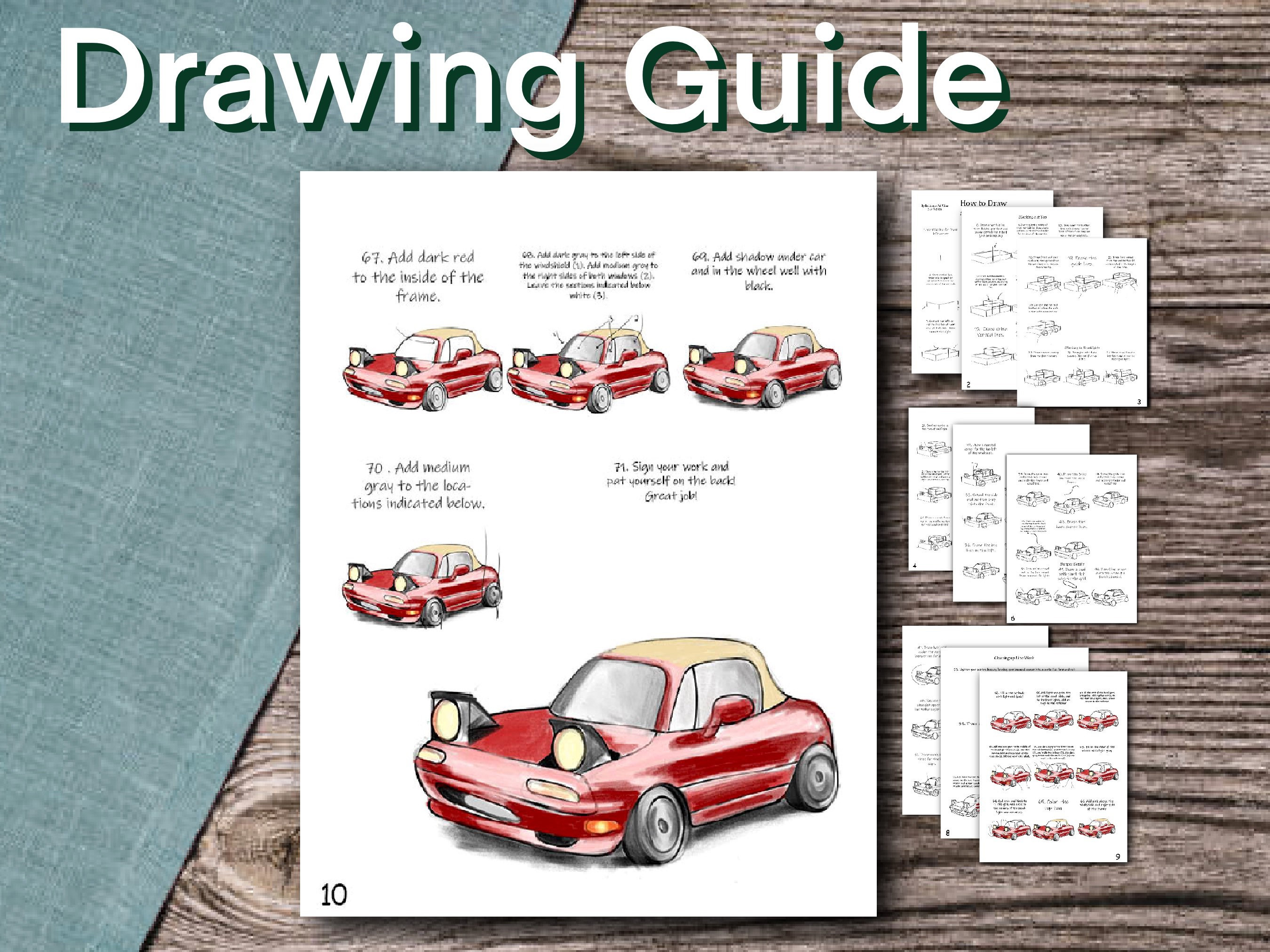 How to Draw a Convertible Guide - Etsy