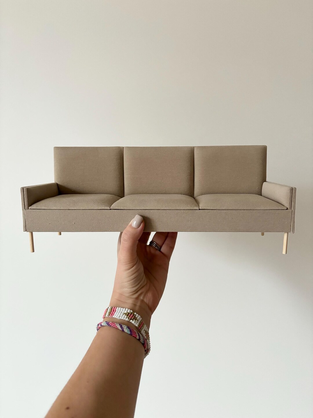 1/6 Scale Set Miniature Furniture. Sofa Armchair Anf Pouffe. Recycled ...