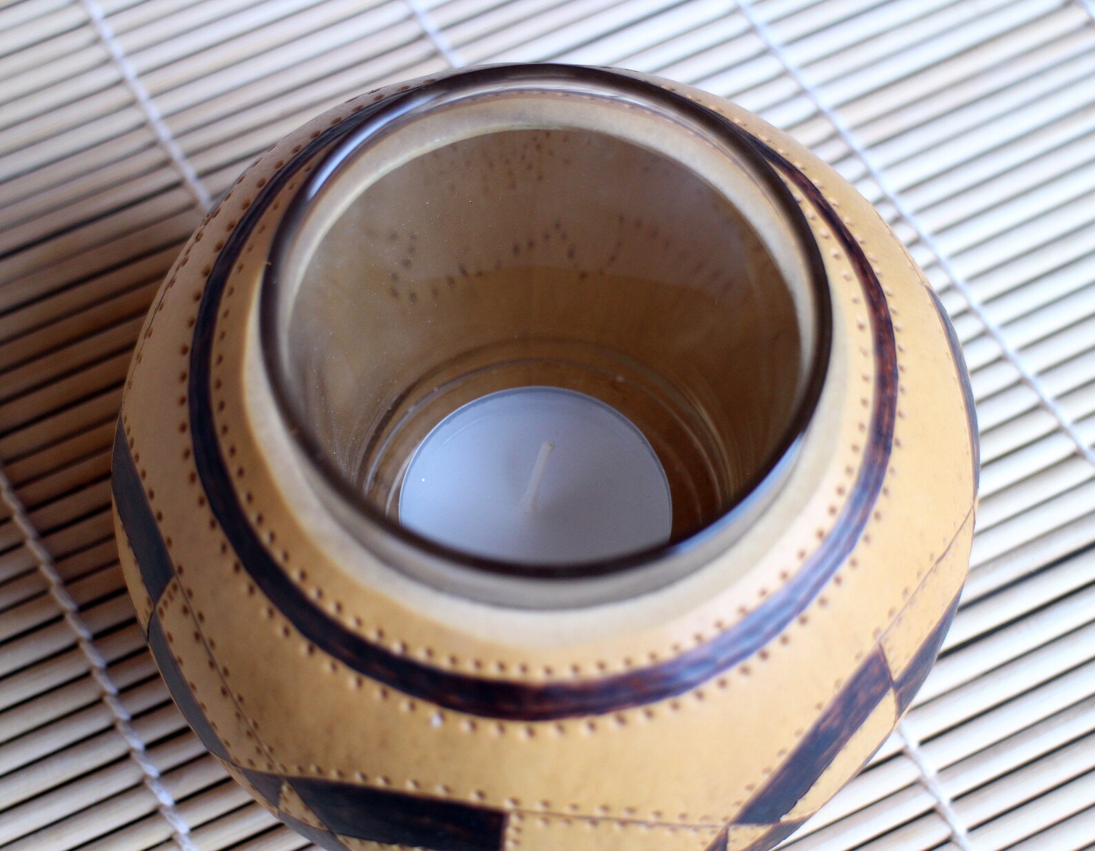 Jar for Yea-light in a Gourd With Burned Geometric Design/holder Fot ...