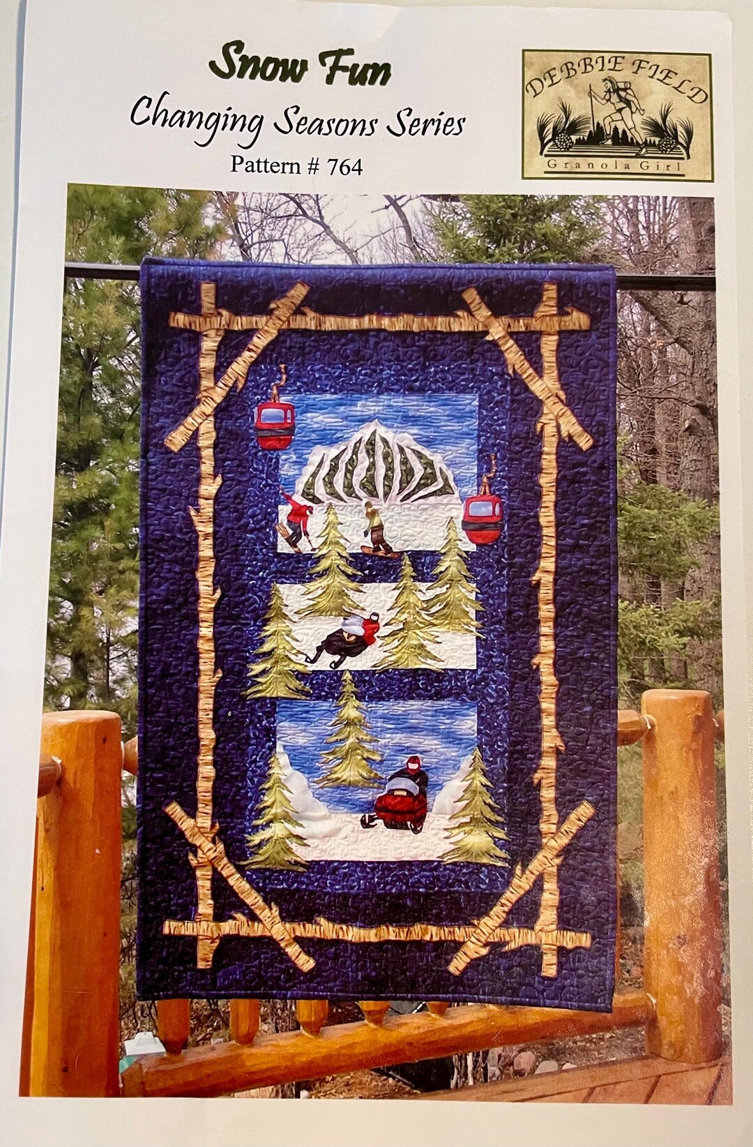 SNOW FUN Quilt PATTERN Ski Slope Snowmobile Gondola Snow Mountain by ...