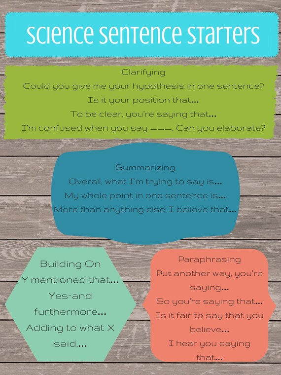 Sentence Starter Poster - Etsy