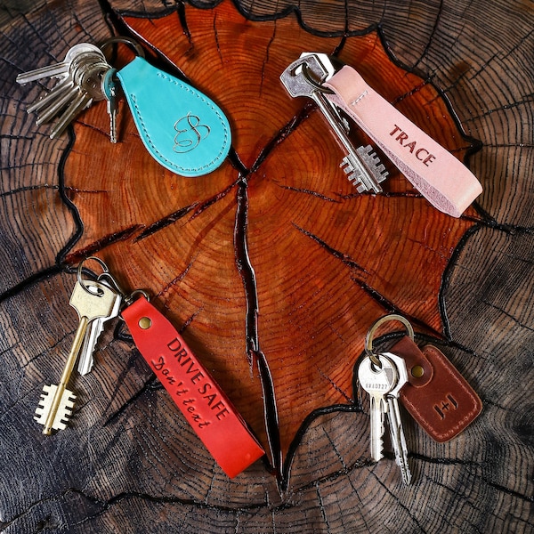 Leather Keychain - Etsy