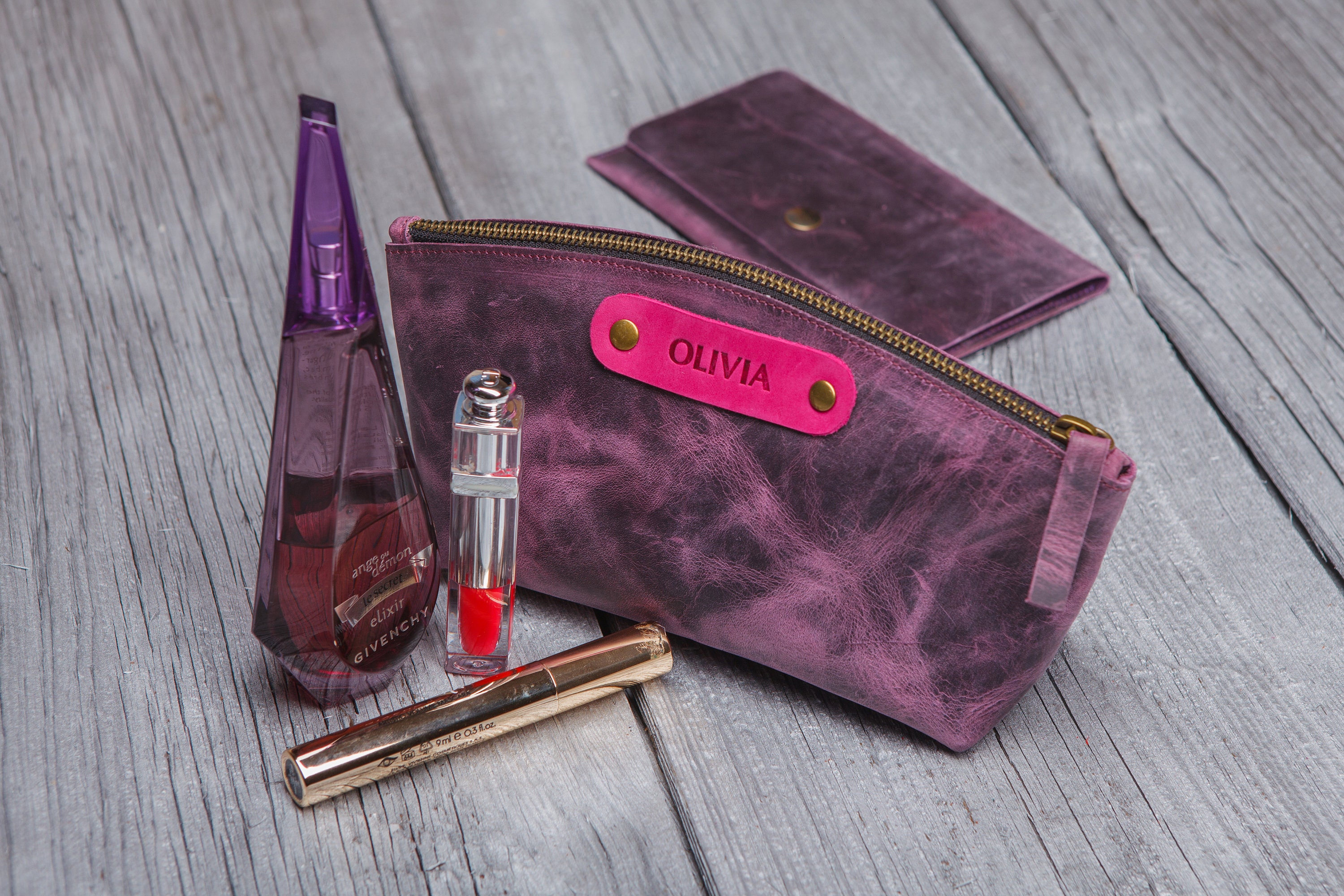 Leather makeup bag personalized Bridesmaid gift 3rd | Etsy