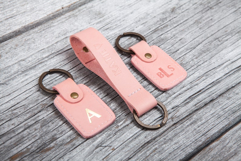 Personalized Leather Keychain Leather Monogram Keychain for - Etsy